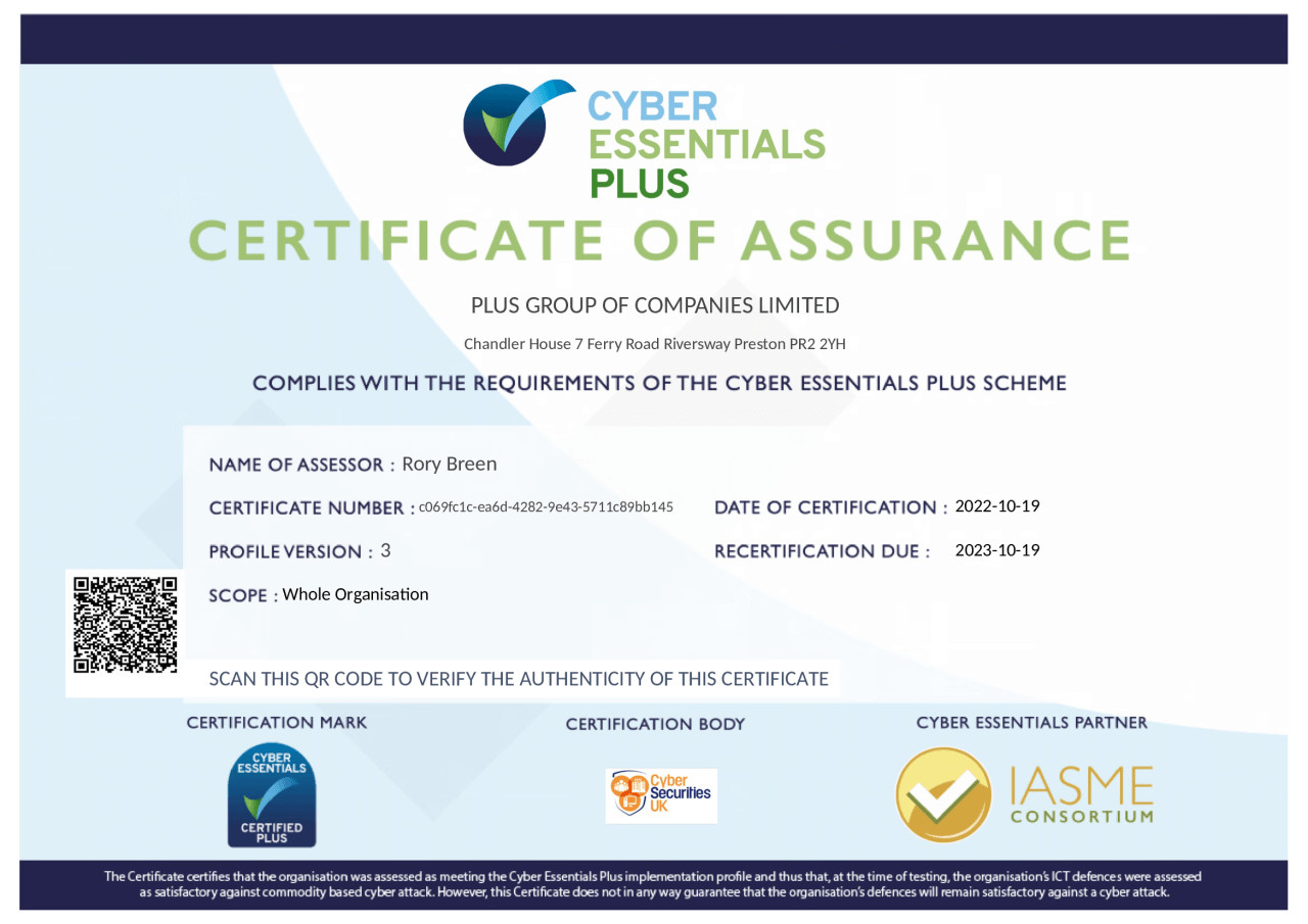 We are CE Plus certified - Plus Group